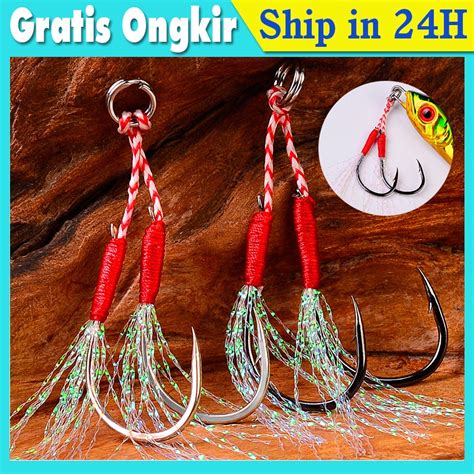 Jual Doublesingle Assist Hook Jigging Assist Hook Fishing Jig Fishing