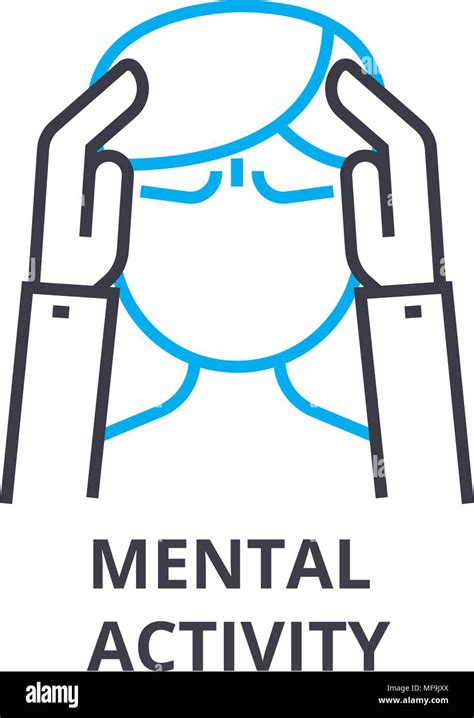 Mental Activity Thin Line Icon Sign Symbol Illustation Linear Concept Vector Stock Vector