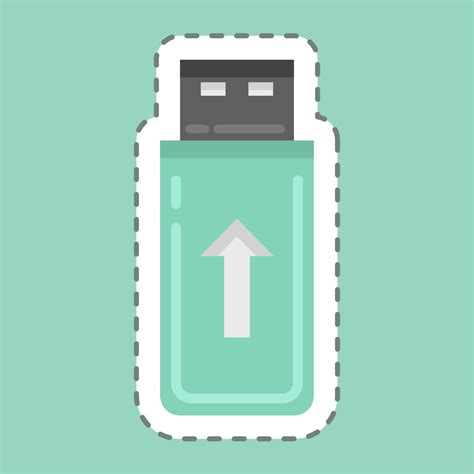 Sticker Line Cut Flashdisk Suitable For Computer Components Symbol Simple Design Editable