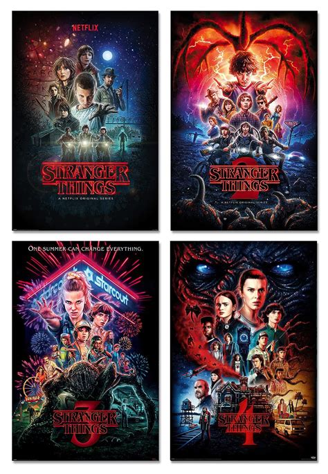 Stranger Things 1 2 3 And 4 4 Piece Tv Show Poster Set Regular Styles