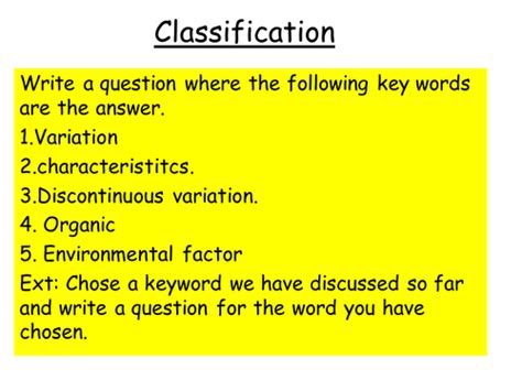 Classification Powerpoint And Quick Quiz Teaching Resources
