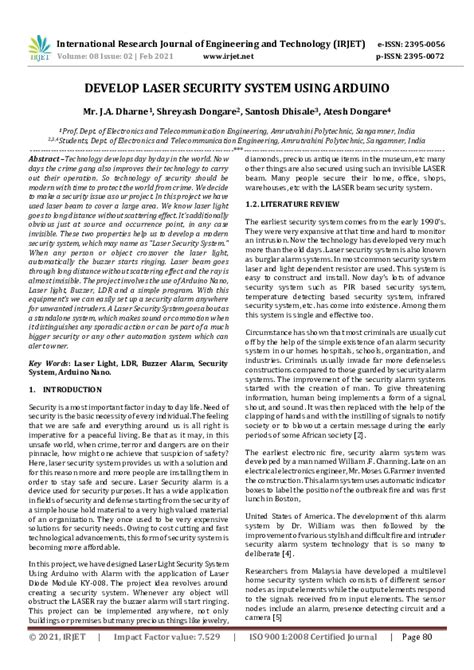 Pdf Irjet Develop Laser Security System Using Arduino