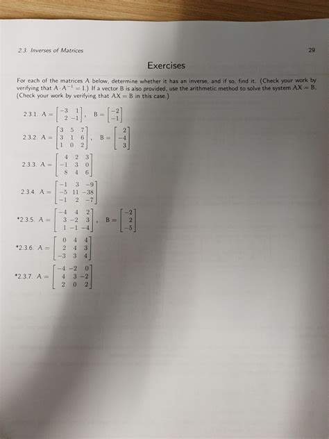 Solved 23 Inverses Of Matrices 29 Exercises For Each Of