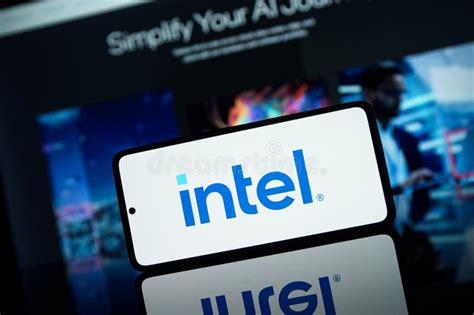Intel Corporation Logo On Displayedd On Screen Editorial Photography Image Of Sign Processors