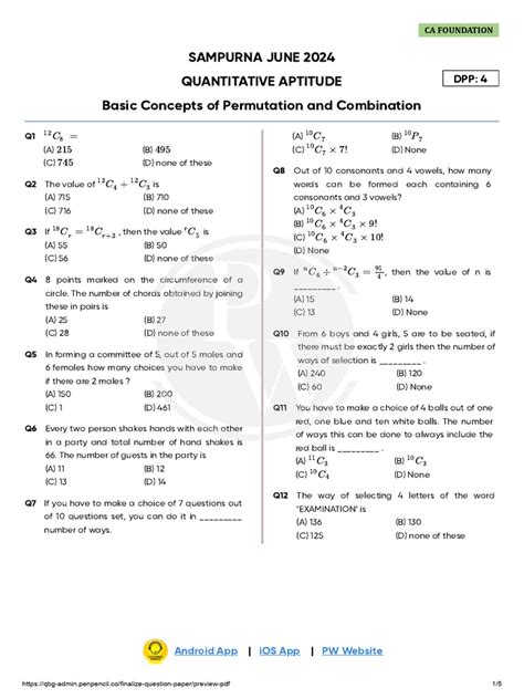 basic concepts of permutation and combination dpp 04 quantitative