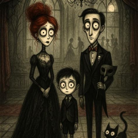 Tim Burton Style Custom Portrait Gothic Art Spooky T Digital