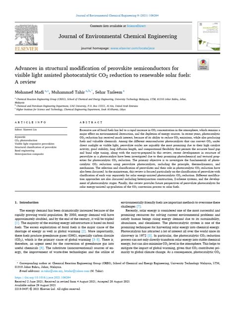 Advances In Structural Modification Of Perovskite Semic 2021 Journal Of Envi Pdf