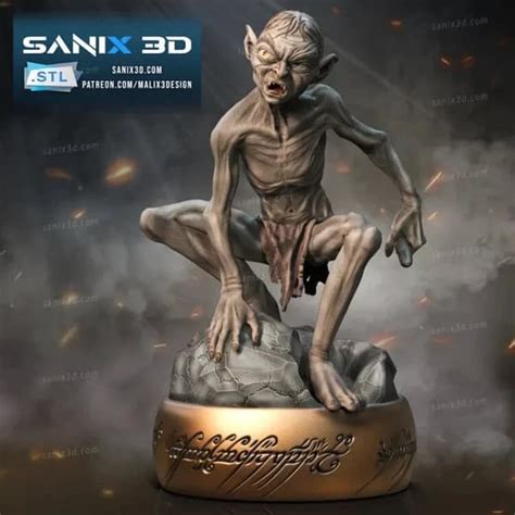 Gollum Lord Of The Rings 3d Printed Kit By Sanix 3d Resin Grey