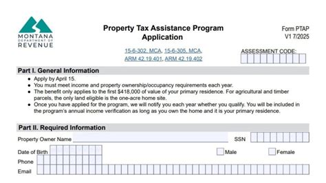 Montana Property Tax Assistance Program Ptap Application Form