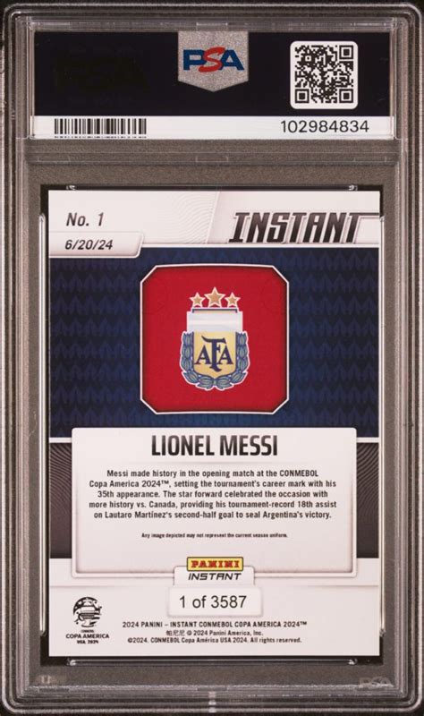 2024 Panini Instant 1 Lionel Messi Copa America Psa 10 Grading Club