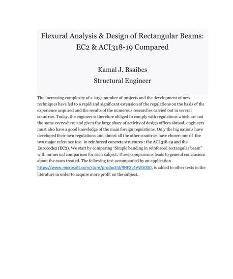Pdf Flexural Analysis And Design Of Rectangular Beams Ec2 And Aci318 19