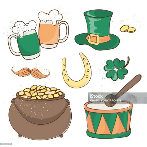 패트릭 맥주 세인트 패트릭 데이 벡터 일러스트 레이 션 세트 Ale에 대한 스톡 벡터 아트 및 기타 이미지 Ale St Patricks Day 금 금속 Istock