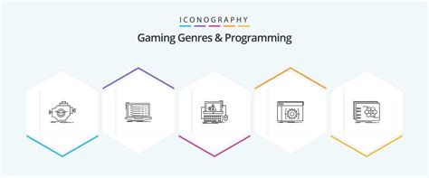 Gaming Genres And Programming 25 Line Icon Pack Including Coding Api