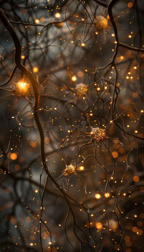 Vibrant Image Of Active Neuron Cells With Radiant Lights Depicting