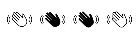Hand Waving In A Hello Gesture Waving Hand Icons Set Hello Symbol