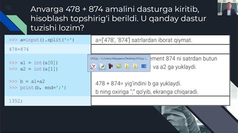 9 Sinf Python 11 Dars Pythonda Operator Va Ifodalar Youtube