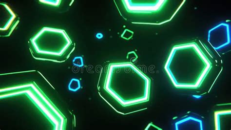 A Vibrant Abstract Representation Of Glowing Hexagonal Shapes In A Dark