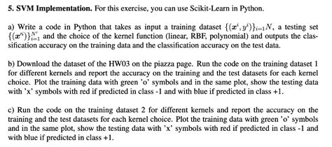 5 Svm Implementation For This Exercise You Can Use