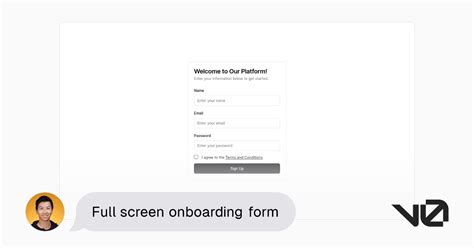 Full Screen Onboarding Form A Shadcn Ui And V0 Generation V0