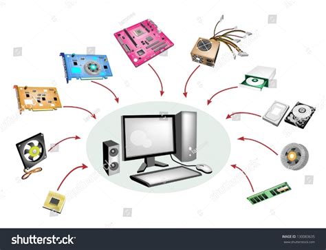 Illustration Collection Computer Hardware Isolated On Stock Vector Royalty Free