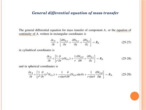 Ppt Differential Equation Of Mass Transfer Powerpoint Presentation