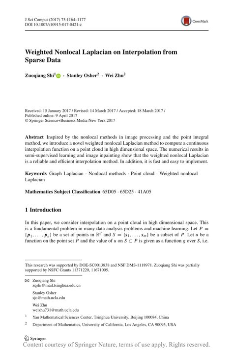 Weighted Nonlocal Laplacian On Interpolation From Sparse Data Request Pdf