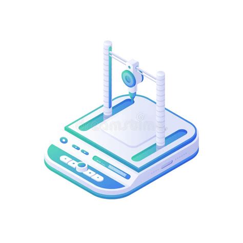 3d Medical Printer Isometric Vector Electronic White Instrument With Blue Panels For