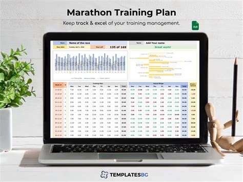 Maraton Running Plan And Tracker Spreadsheet Template Running Excel Planner Workout Tracker Run