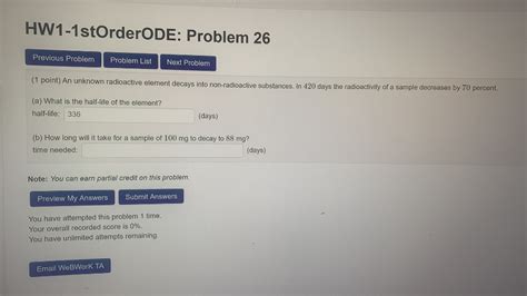 Solved Hw1 1storderode Problem 26 Previous Problem Problem