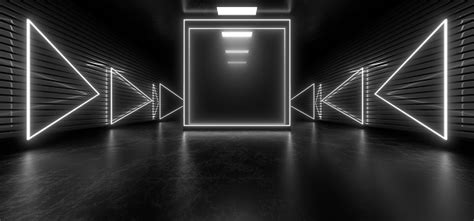 검은 색 배경에 밝은 흰색 네온 조명어두운 터널 3d 렌더링 이미지입니다 0명에 대한 스톡 사진 및 기타 이미지 0명 3차원 형태 검은색 Istock