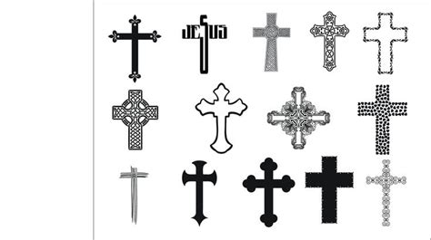 The Cross Tattoo Design Is Shown In Black And White With Different