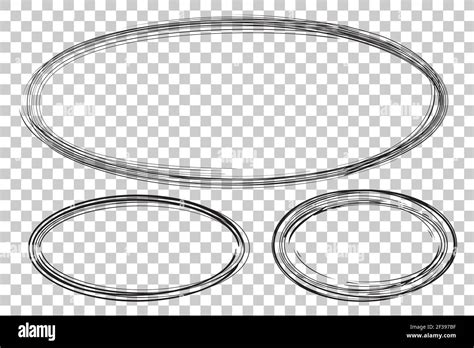 3 Hand Draw Sketch Oval Frame From Multiple Black Thic Market For Your
