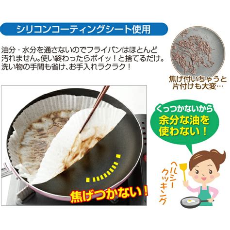 【楽天市場】片づけ簡単フライパンシート26cm～用50枚入 クッキングシート 焼魚 オーブン料理 煮込み料理 油汚れ 焦げ付かない グリル料理