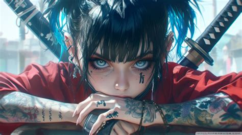Samurai Girl Katana 4k Uhd Wallpaper For Ultrahd Desktop And Tv Widescreen And Ultrawide