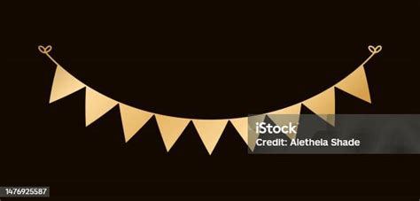 황금 깃발 화환 축제 생일 크리스마스 파티 축 하 매달려 멧새 화환 벡터 일러스트 레이 션 갈란드 장식품에 대한 스톡 벡터 아트 및 기타 이미지 Istock
