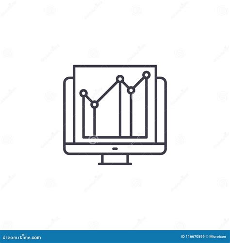 Analytical Computer Data Linear Icon Concept Analytical Computer Data
