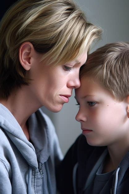 Shot Of A Mother Comforting Her Autistic Son Created With Generative Ai