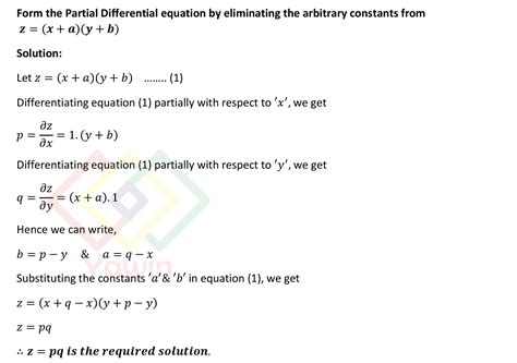Form The Partial Differential Equation By Eliminating The Arbitrary