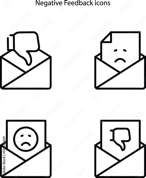 Negative Feedback Icon Set Isolated On White Background Negative Feedback Icon Thin Line