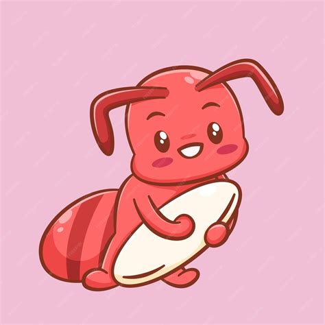 귀여운 빨간 개미 만화 캐릭터 프리미엄 벡터