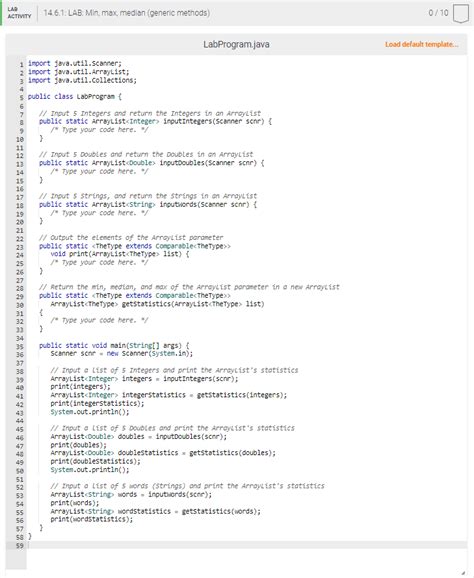 Solved LAB Min Max Median Generic Methods Given Chegg