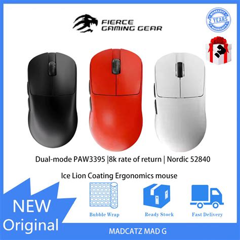 Madcatz Mad G Dual Mode Wireless Gaming Mouse Paw3395 Wireless 8k Return Rate Ice Lion