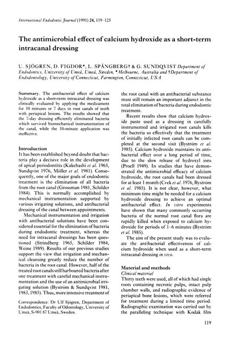 Pdf The Antimicrobial Effect Of Calcium Hydroxide As Intracanal Dressing