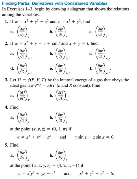 Solved Finding Partial Derivatives With Constrained
