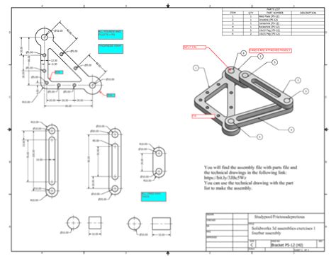 Solution Solidworks 3d Assemblies Exercises 1 Fourbar Assembly With