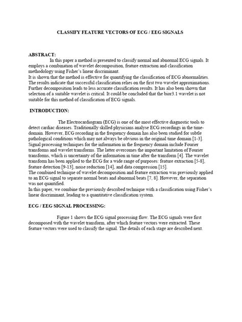classify feature vectors of ecg signals pdf wavelet