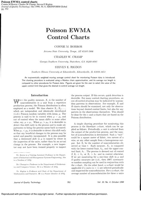 (PDF) Poisson EWMA control charts