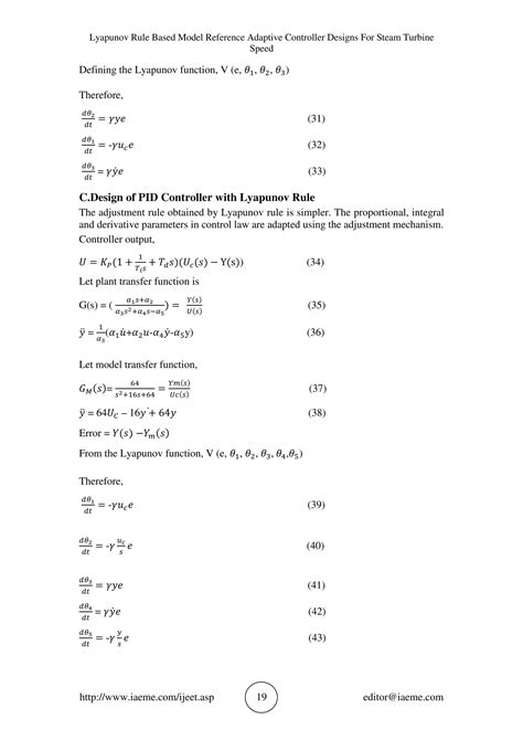 lyapunov rule based model reference adaptive controller designs for