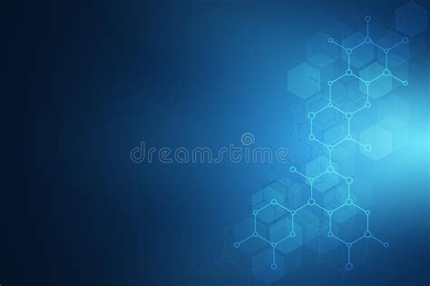 Molecular Structures And Hexagons Elements Abstract Geometric Background With Molecules And