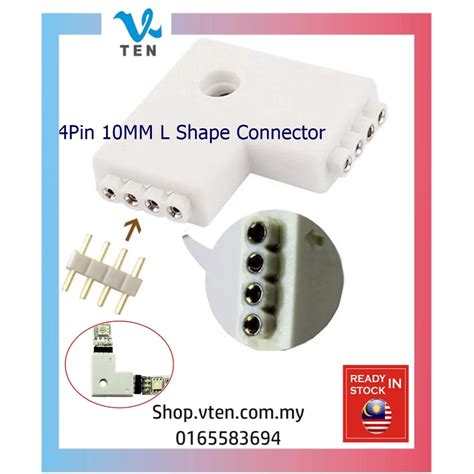 L Shape 4pin 10mm Solderless Connector 3528 5050 Led Strip Light L Shape Connector 连接器 Shopee